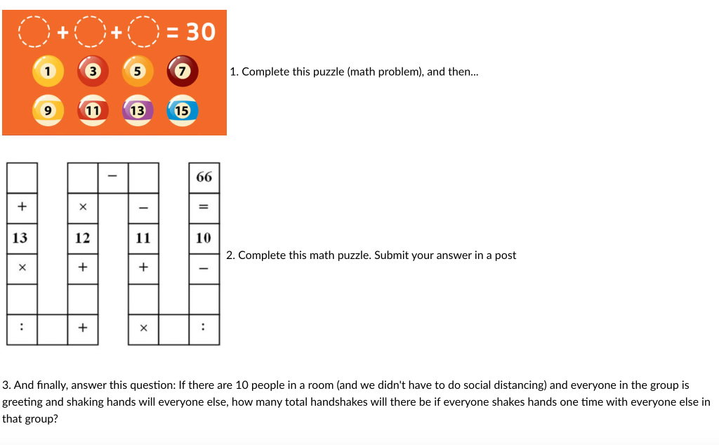 Solved = 30 1 3 5 7 1. Complete this puzzle (math problem), | Chegg.com