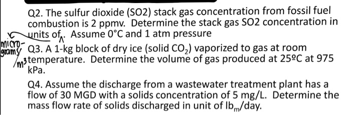 Solved Q2. The sulfur dioxide (SO2) stack gas concentration | Chegg.com