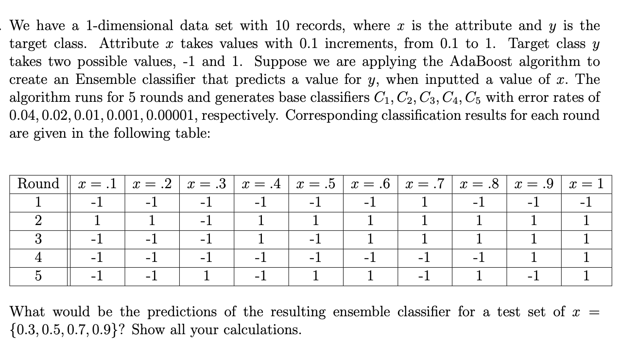 Solved We have a 1-dimensional data set with 10 records, | Chegg.com