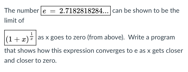 Solved The Number E2.7182818284 Can Be Shown To Be The