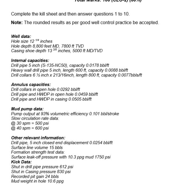 Solved Complete the kill sheet and then answer questions 1 | Chegg.com