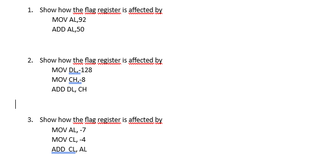 Solved Show how the flag register is affected byMOV | Chegg.com