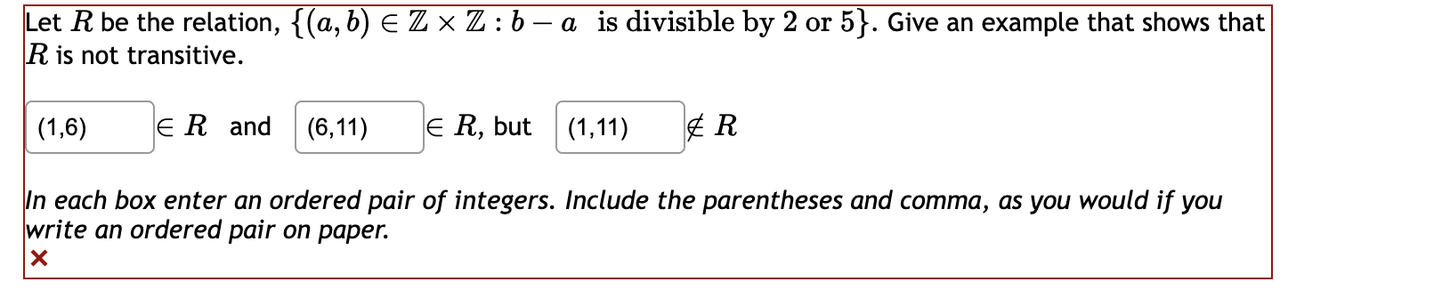 Solved Let R be the relation, {(a,b)∈Z×Z:b−a is divisible by | Chegg.com