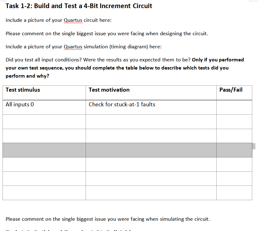 Task 1-2: Build and Test a 4-Bit Increment Circuit | Chegg.com