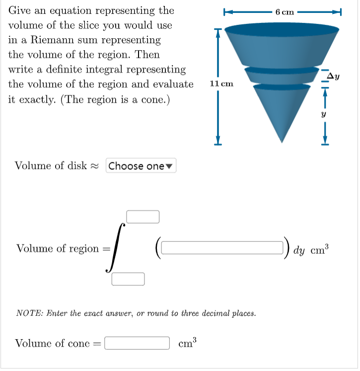 Solved 6 cm T Give an equation representing the volume of | Chegg.com