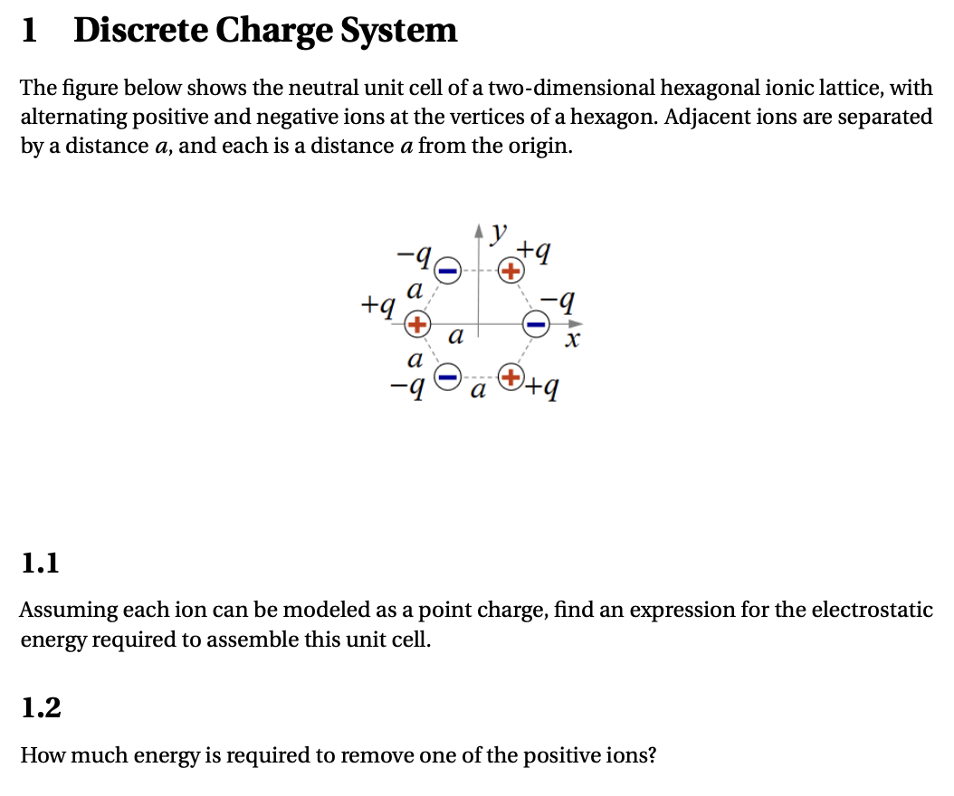 Solved 1 ﻿Discrete Charge SystemThe figure below shows the | Chegg.com