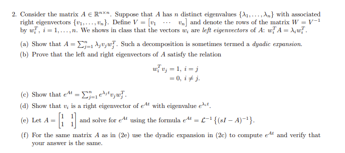 Solved Consider the matrix A∈Rn×n. Suppose that A has n | Chegg.com
