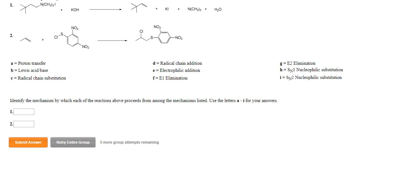 Solved Identify the mechanism by which each of the reactions | Chegg.com