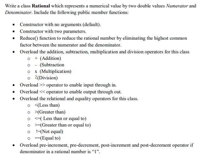 Solved Write a class Rational which represents a numerical | Chegg.com