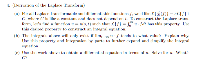 Solved 4. (Derivation of the Laplace Transform) (a) For all | Chegg.com