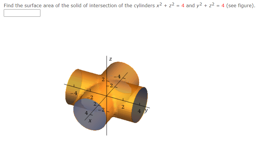 Solved Find the surface area of the solid of intersection of | Chegg.com