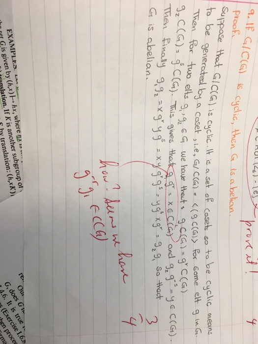 Solved 9. If G/C(G) is cyclic, then G is abelian. | Chegg.com