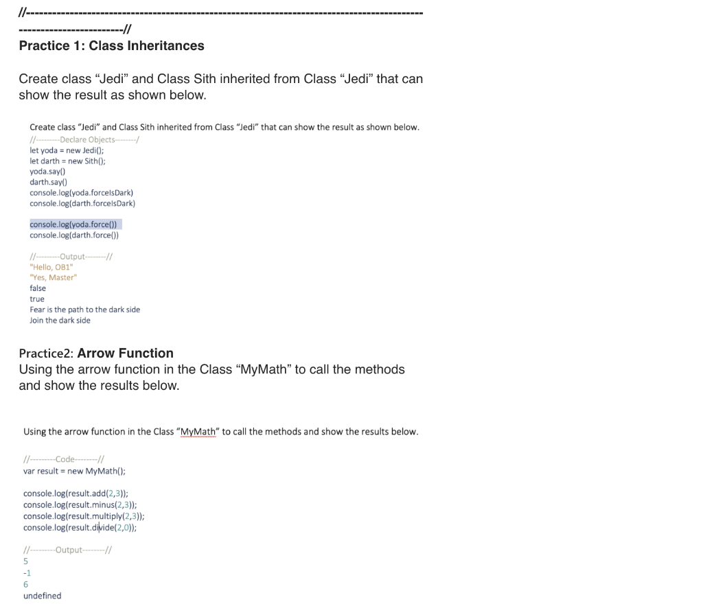 Solved Create class "Jedi" and Class Sith inherited from | Chegg.com