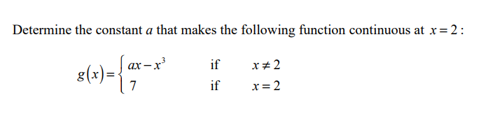 Solved Determine the constant a that makes the following | Chegg.com