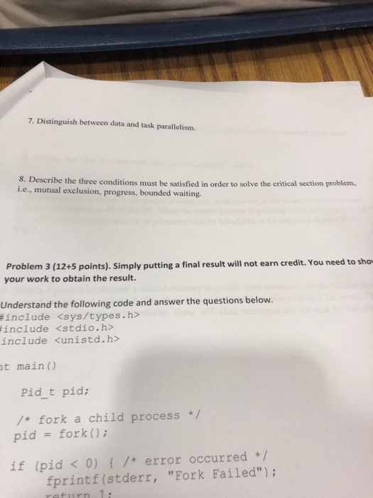 Solved 7. Distinguish between data and task parallelism. 8. | Chegg.com
