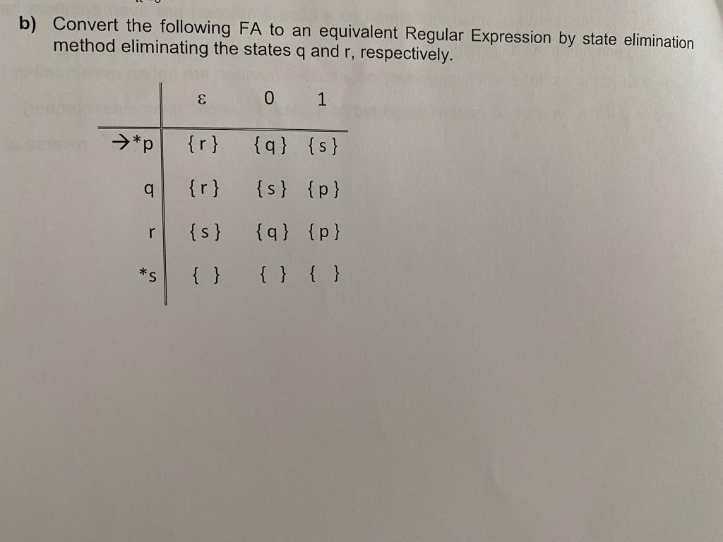 Solved b) Convert the following FA to an equivalent Regular | Chegg.com