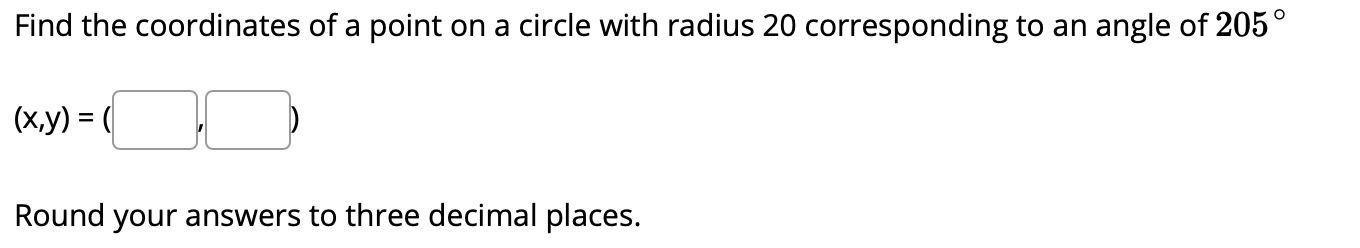 Solved Find the coordinates of a point on a circle with | Chegg.com