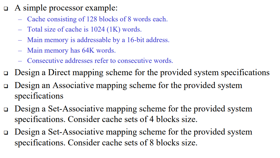 Solved A simple processor example: - Cache consisting of 128 | Chegg.com