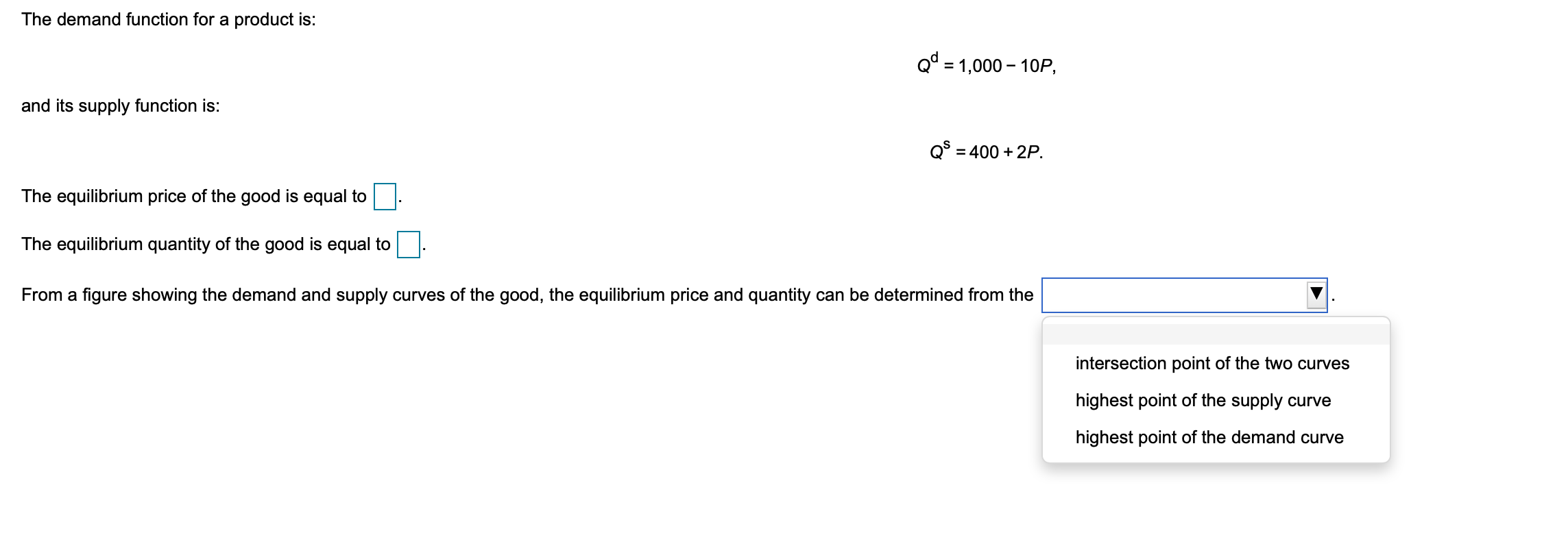 Solved The demand function for a product is: Qd = 1,000 – | Chegg.com