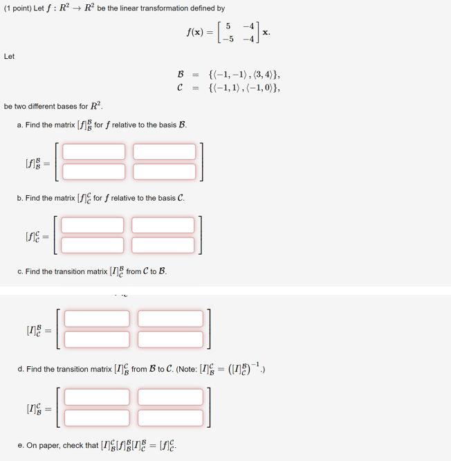 Solved (1 ﻿point) ﻿Let f:R2→R2 ﻿be the linear transformation | Chegg.com
