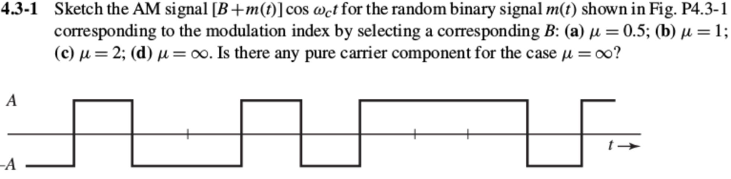 Solved 43 1 Sketch The Am Signal B Mt Cos Act For The 