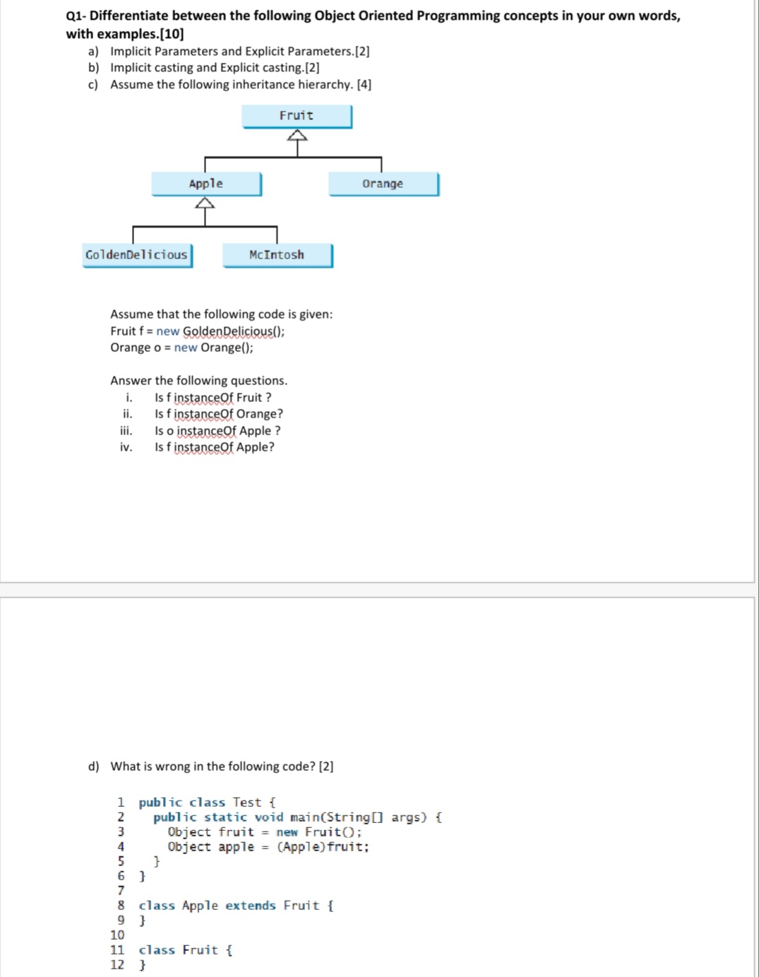 Solved Q1- Differentiate between the following Object | Chegg.com