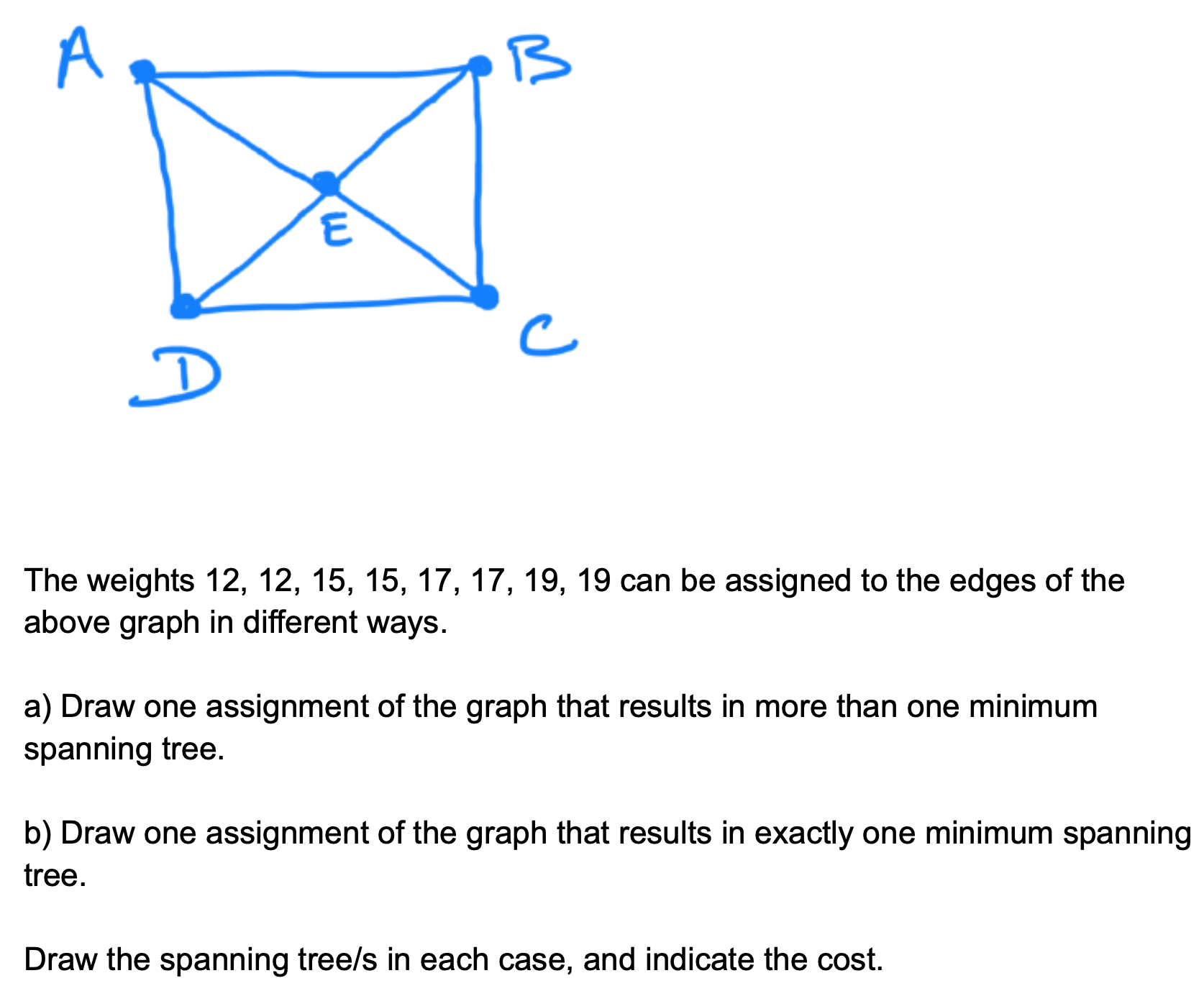Solved The weights 12,12,15,15,17,17,19,19 can be assigned | Chegg.com