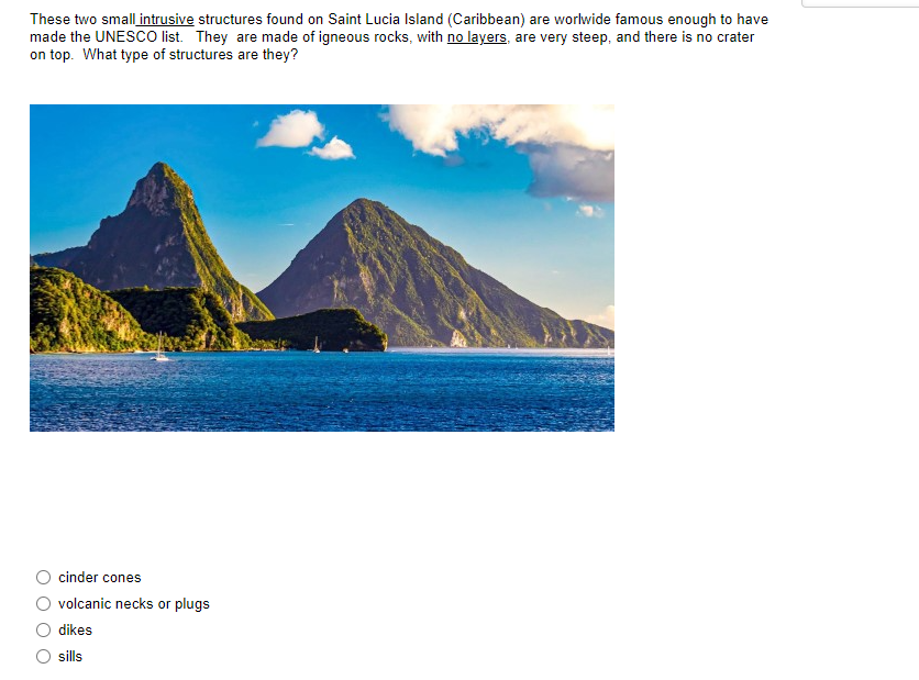 Solved These two small intrusive structures found on Saint | Chegg.com