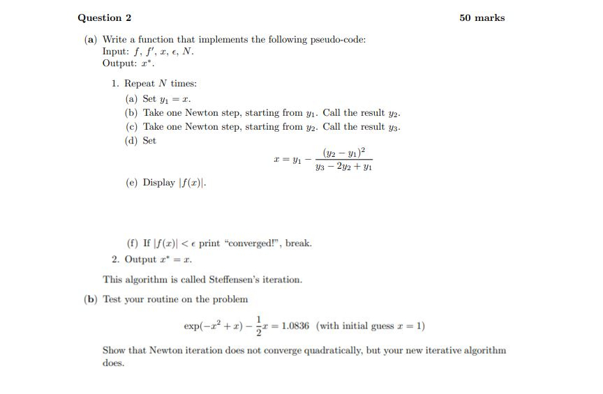 Solved Question 2(a) ﻿Write a function that implements the | Chegg.com