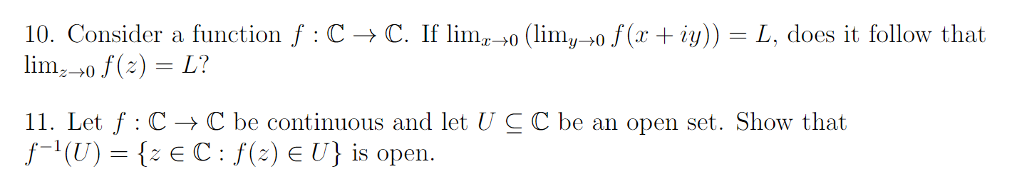 Solved 10. Consider a function f:C→C. If | Chegg.com