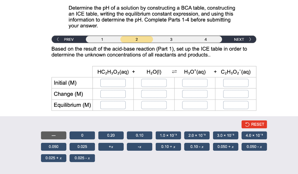 Solved Determine the pH of a solution by constructing a BCA | Chegg.com