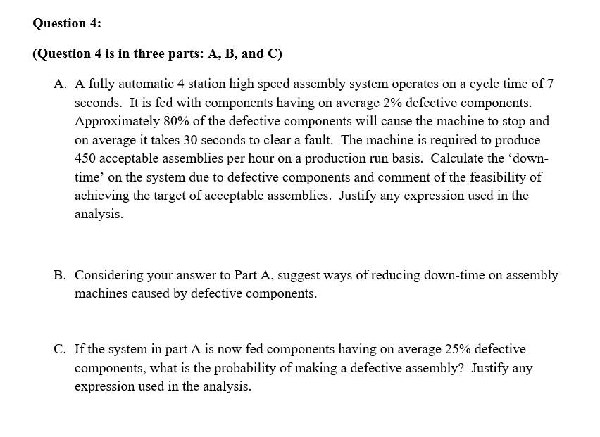 Solved Question 4: (Question 4 is in three parts: A, B, and | Chegg.com