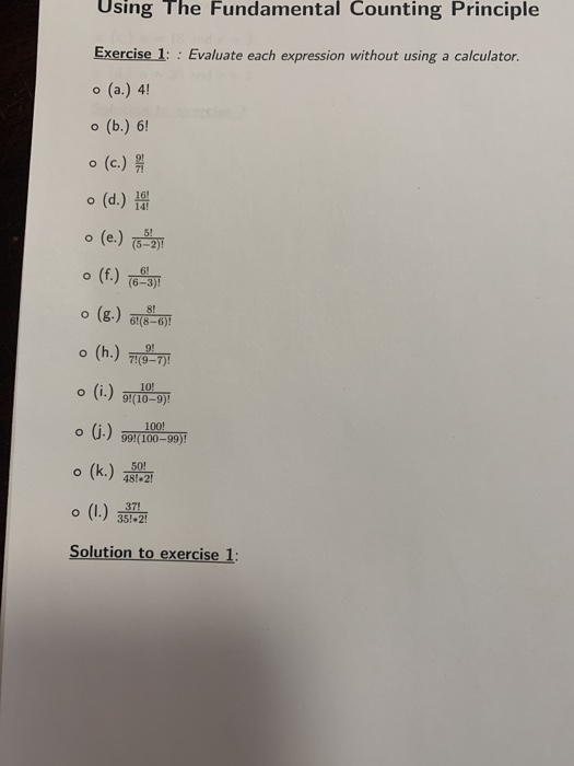 Solved Using The Fundamental Counting Principle Exercise 1: | Chegg.com
