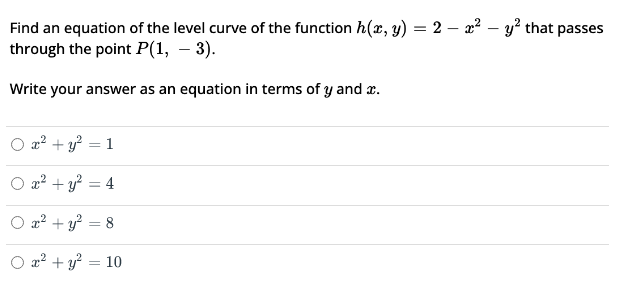 Solved Find an equation of the level curve of the function | Chegg.com