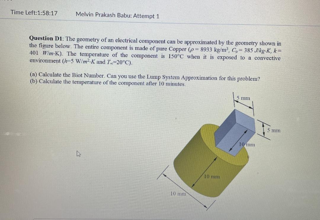 Solved Question D1: The geometry of an electrical component | Chegg.com