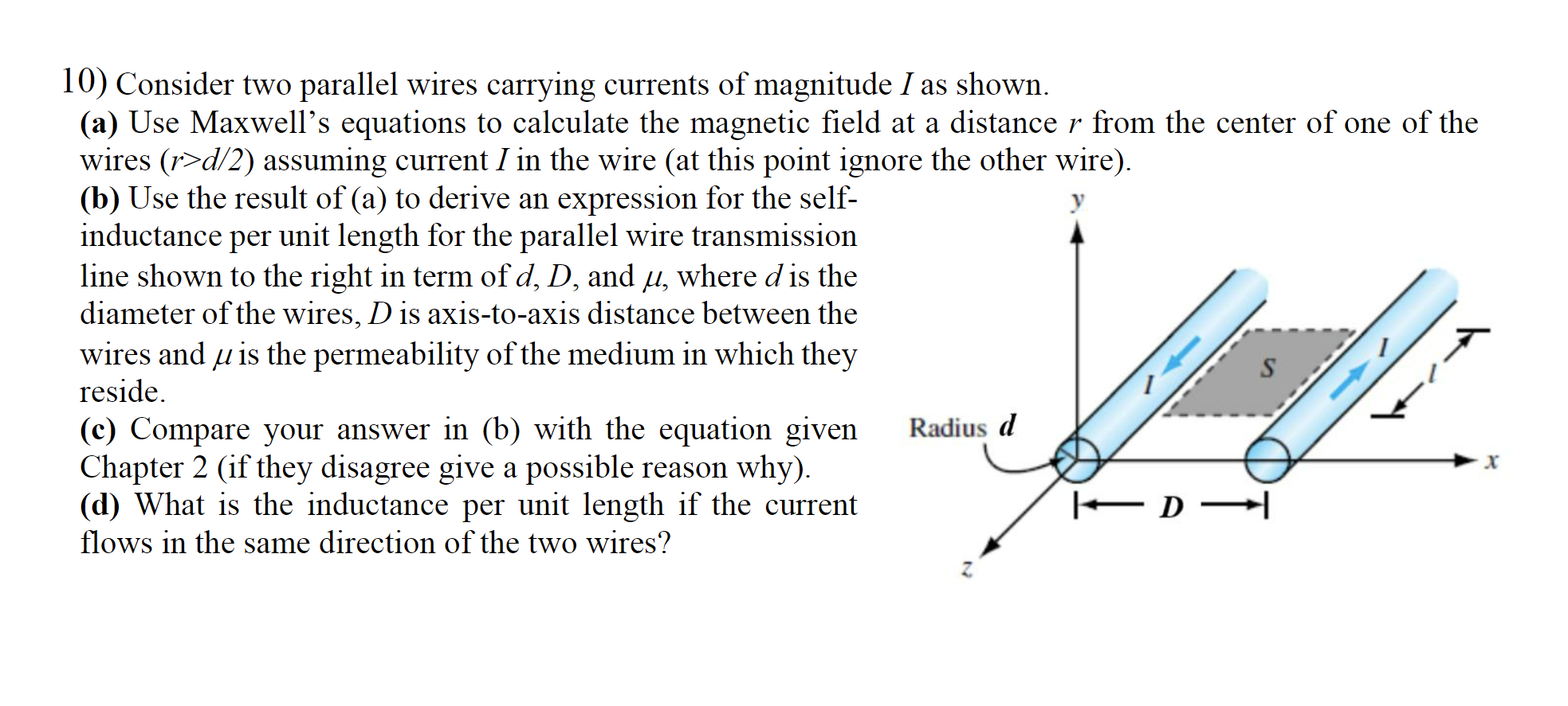 Solved 10) Consider two parallel wires carrying currents of | Chegg.com