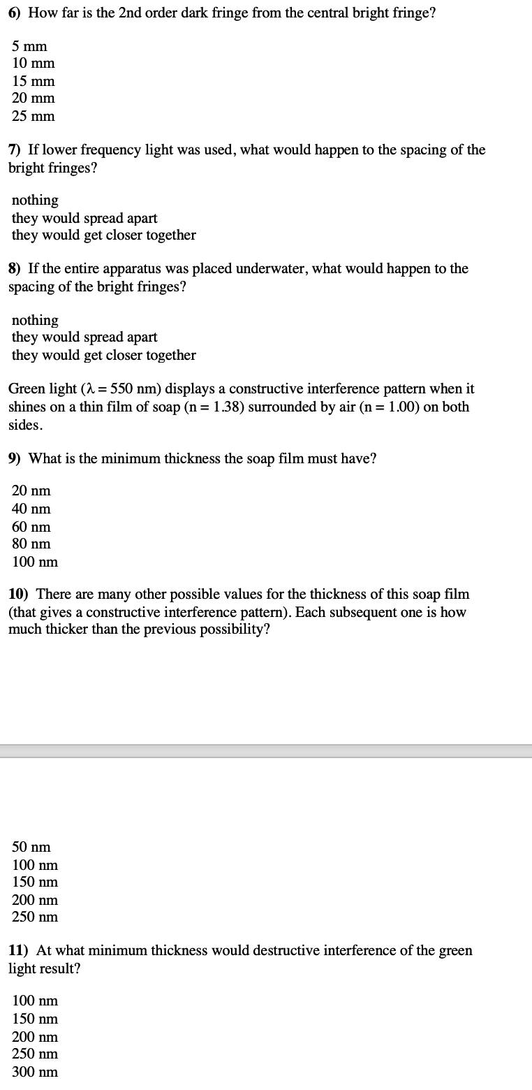 6) How far is the 2 nd order dark fringe from the | Chegg.com