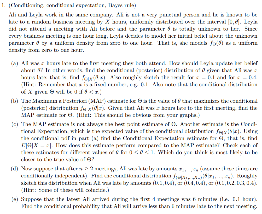 Solved 1. (Conditioning, conditional expectation, Bayes | Chegg.com