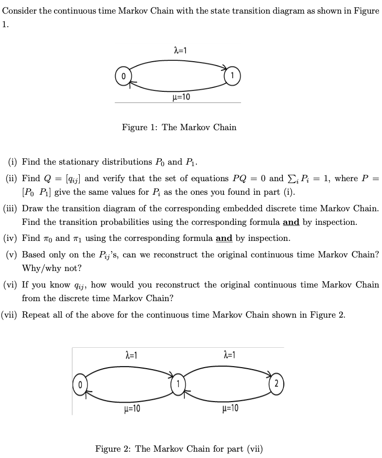 Solved Consider the continuous time Markov Chain with the | Chegg.com
