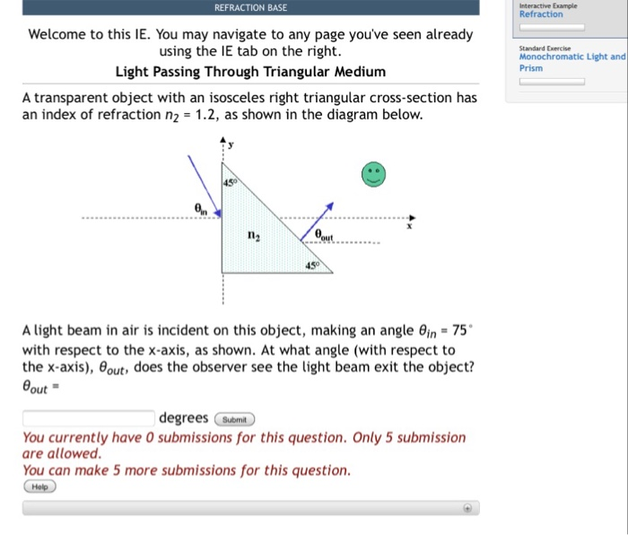 Solved Interactive Example Refraction REFRACTION BASE | Chegg.com