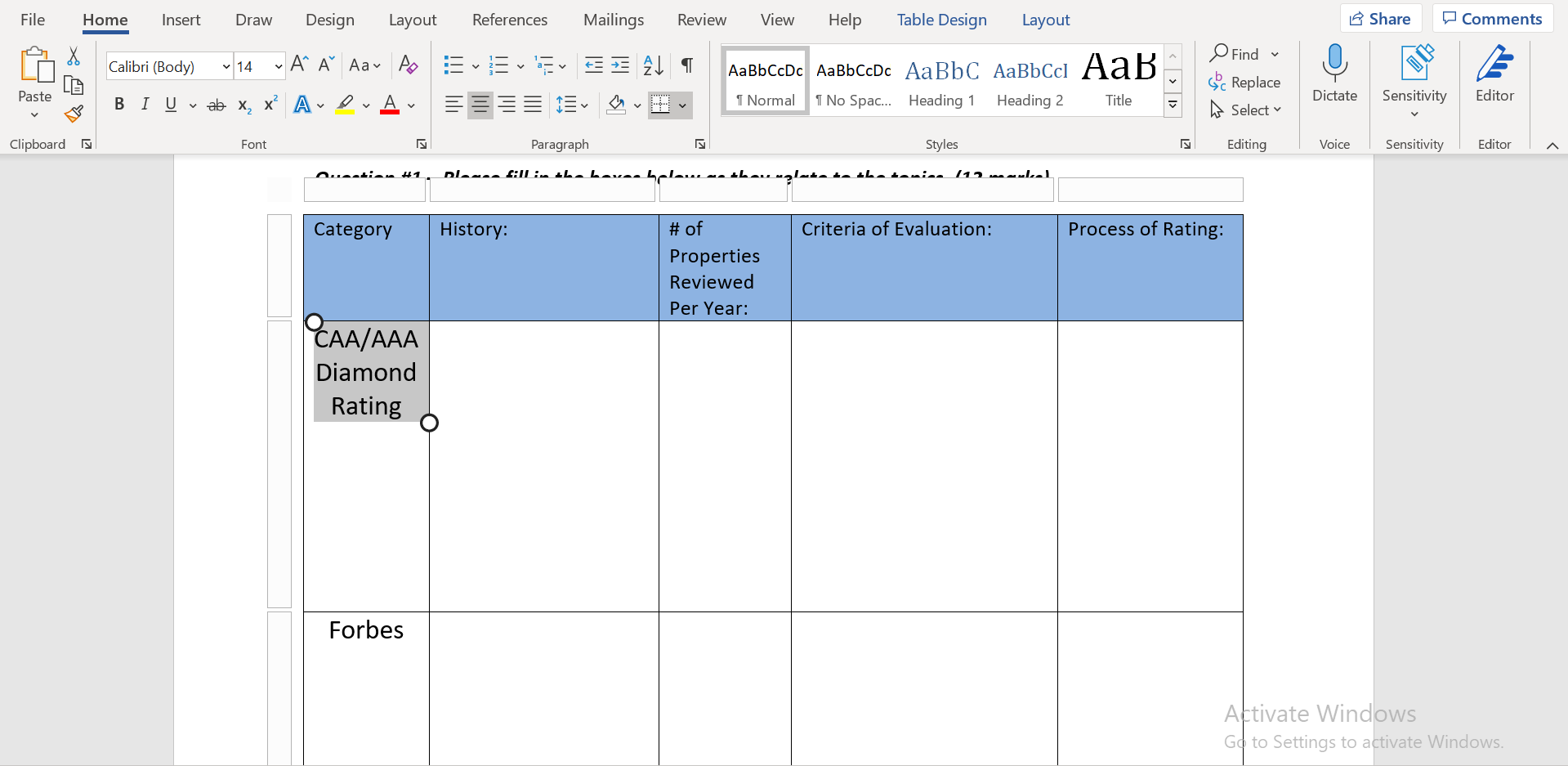 File Home Insert Draw Design Layout References | Chegg.com