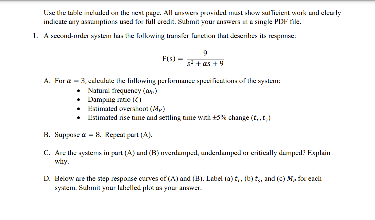 Solved Use the table included on the next page. All answers | Chegg.com