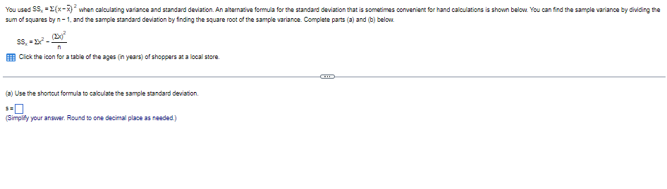 Solved sum of squares by n−1, and the sample standard | Chegg.com