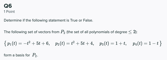Solved Q6 1 Point Determine if the following statement is | Chegg.com