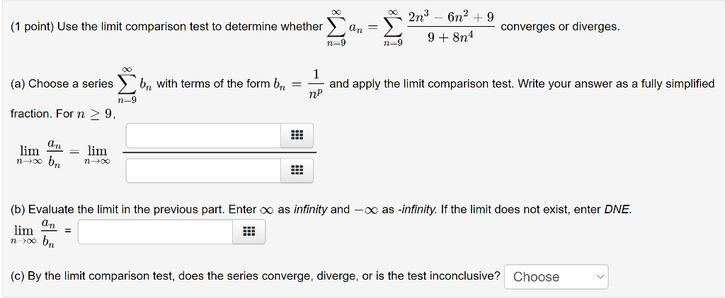 Solved 1 Point Use The Limit Comparison Test To