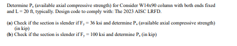 Solved Determine Pa (available ﻿axial compressive strength) | Chegg.com
