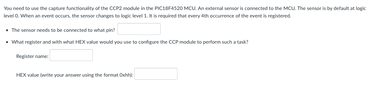 Solved You need to use the capture functionality of the CCP2 | Chegg.com