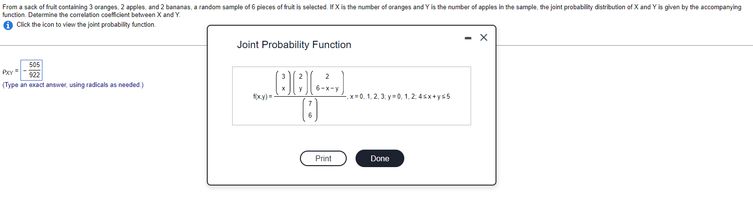 Solved function. Determine the correlation coefficient | Chegg.com