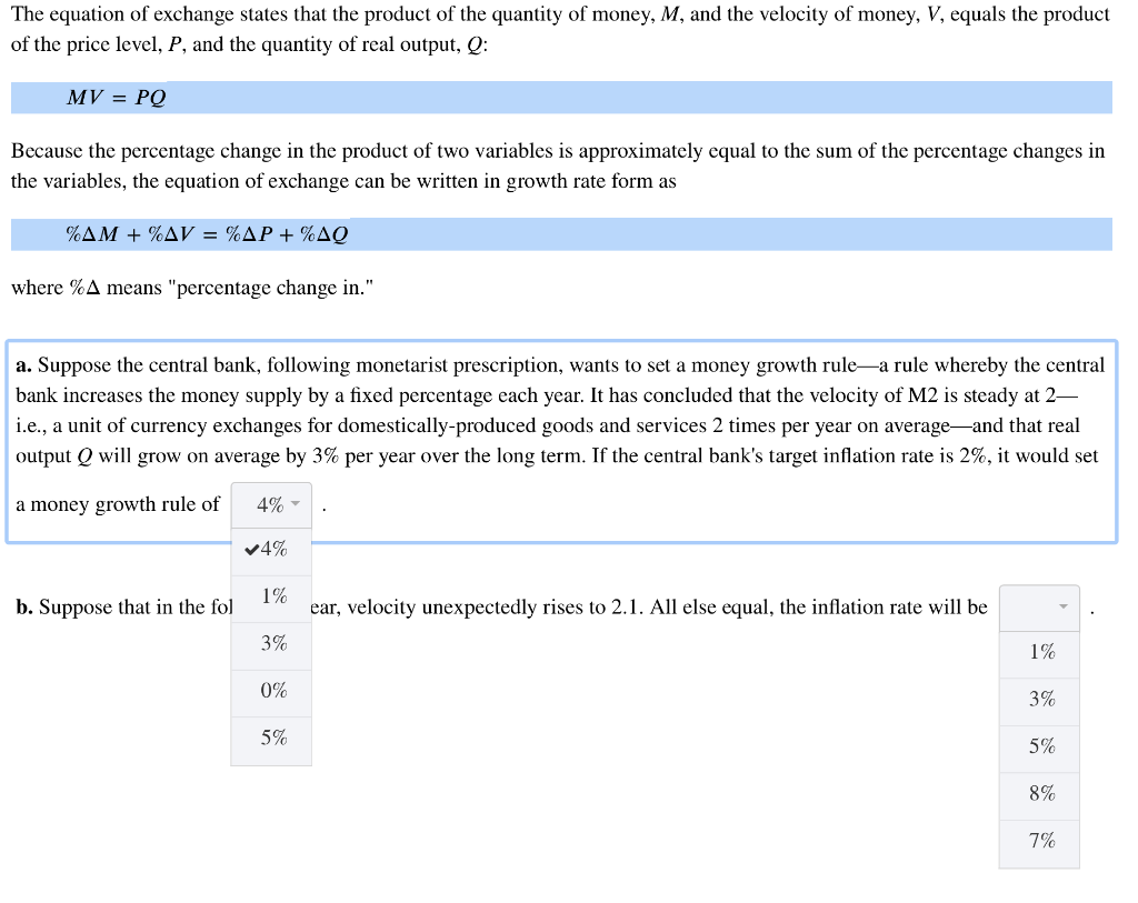 Solved The equation of exchange states that the product of | Chegg.com