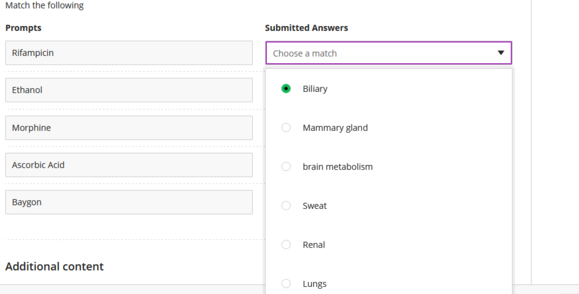 Solved Match the following Prompts Submitted Answers Choose | Chegg.com
